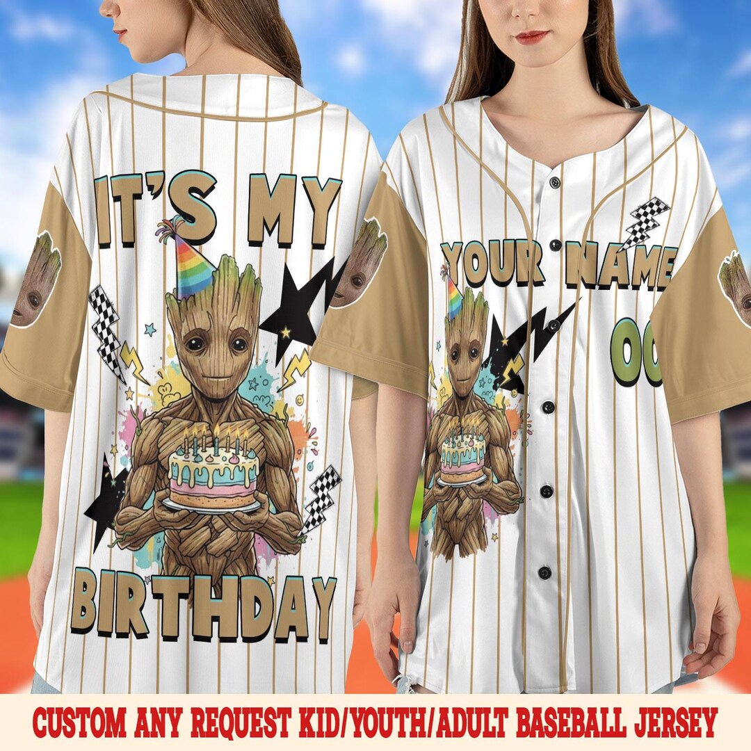 Personalized Cute Groot Birthday Baseball Jersey, Custom Groot ...