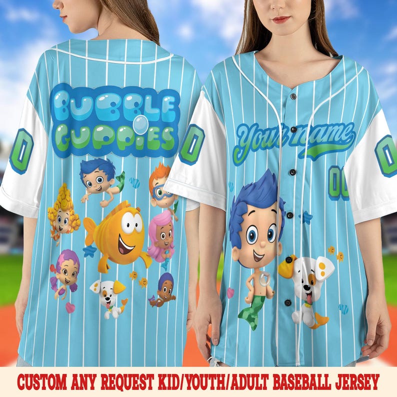 Bubble Guppies Baseball Jersey – Cute Underwater Cartoon Shirt ...