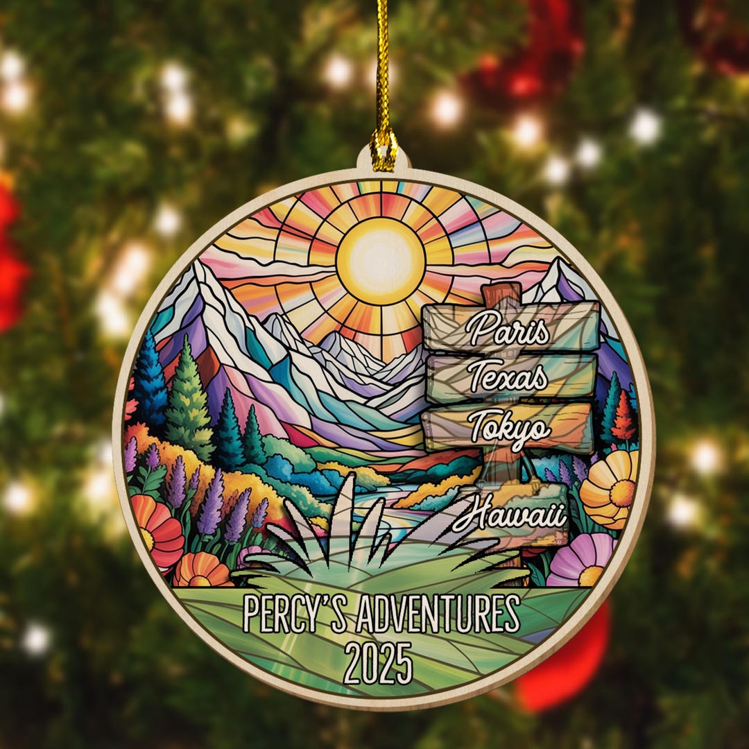 Personalized Travel Adventure Cutout Ornament, Custom Traveling ...