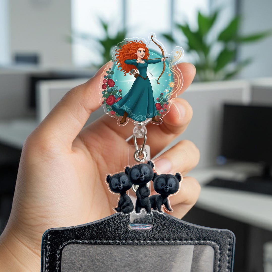 Disney Pixar Merida Badge Reel, Brave Archer ID Holder, Cute Cartoon ...