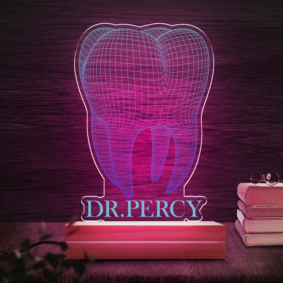 Personalized Dentist Tooth Night Light, Remote Control, Perfect for ...