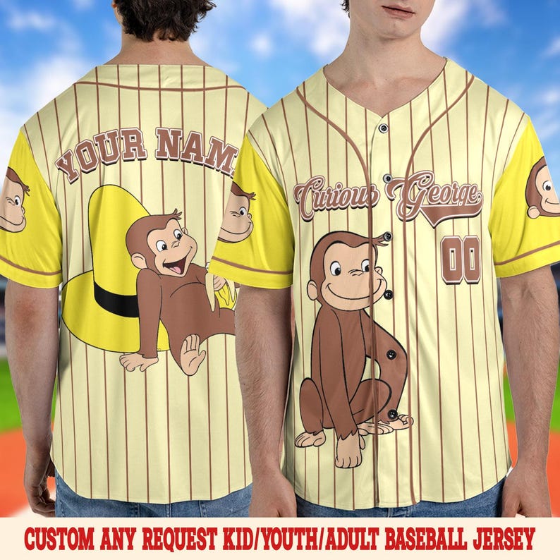 Curious George Birthday Baseball Jersey/curious George Baseball Shirt ...