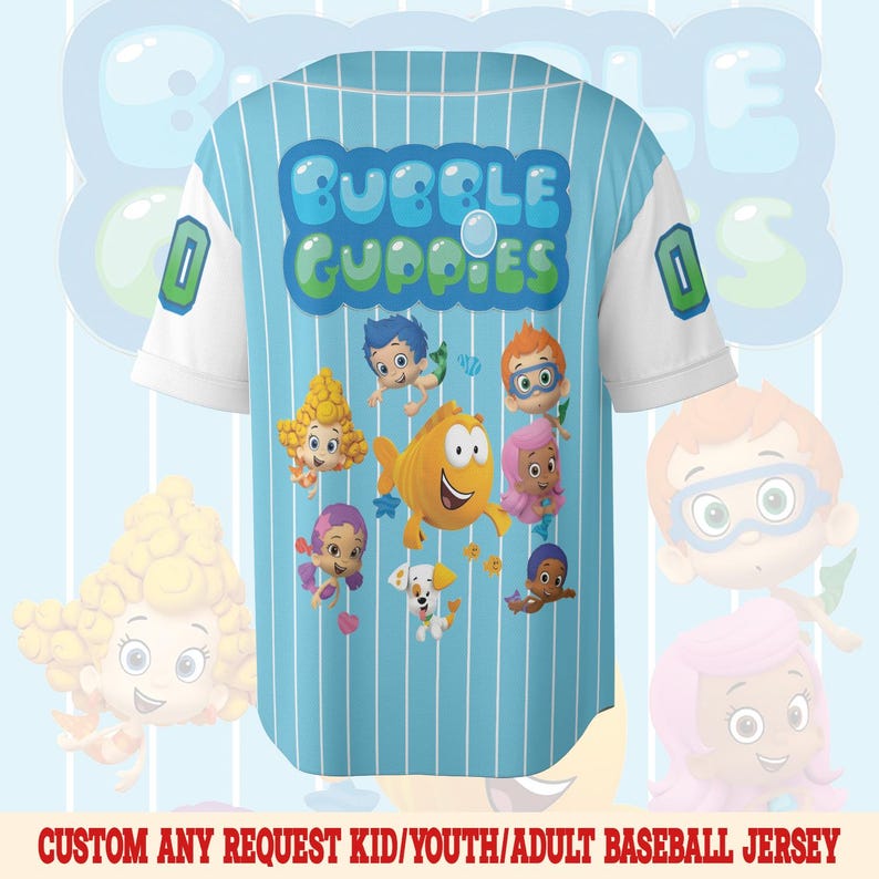 Bubble Guppies Baseball Jersey – Cute Underwater Cartoon Shirt ...