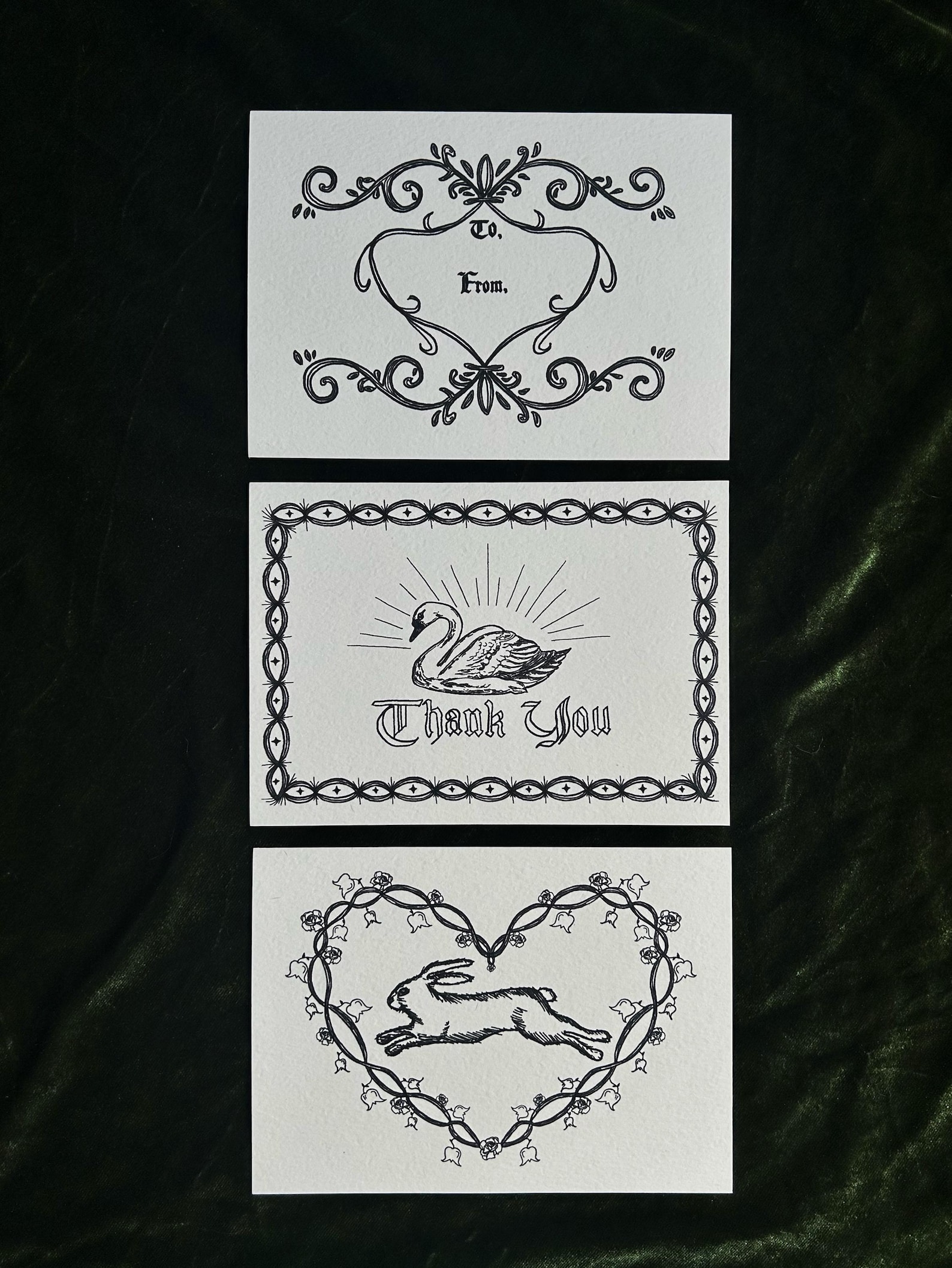 Gothic Swan & Rabbit Note Cards: Medieval Stationery Set - 6 Pack - Etsy