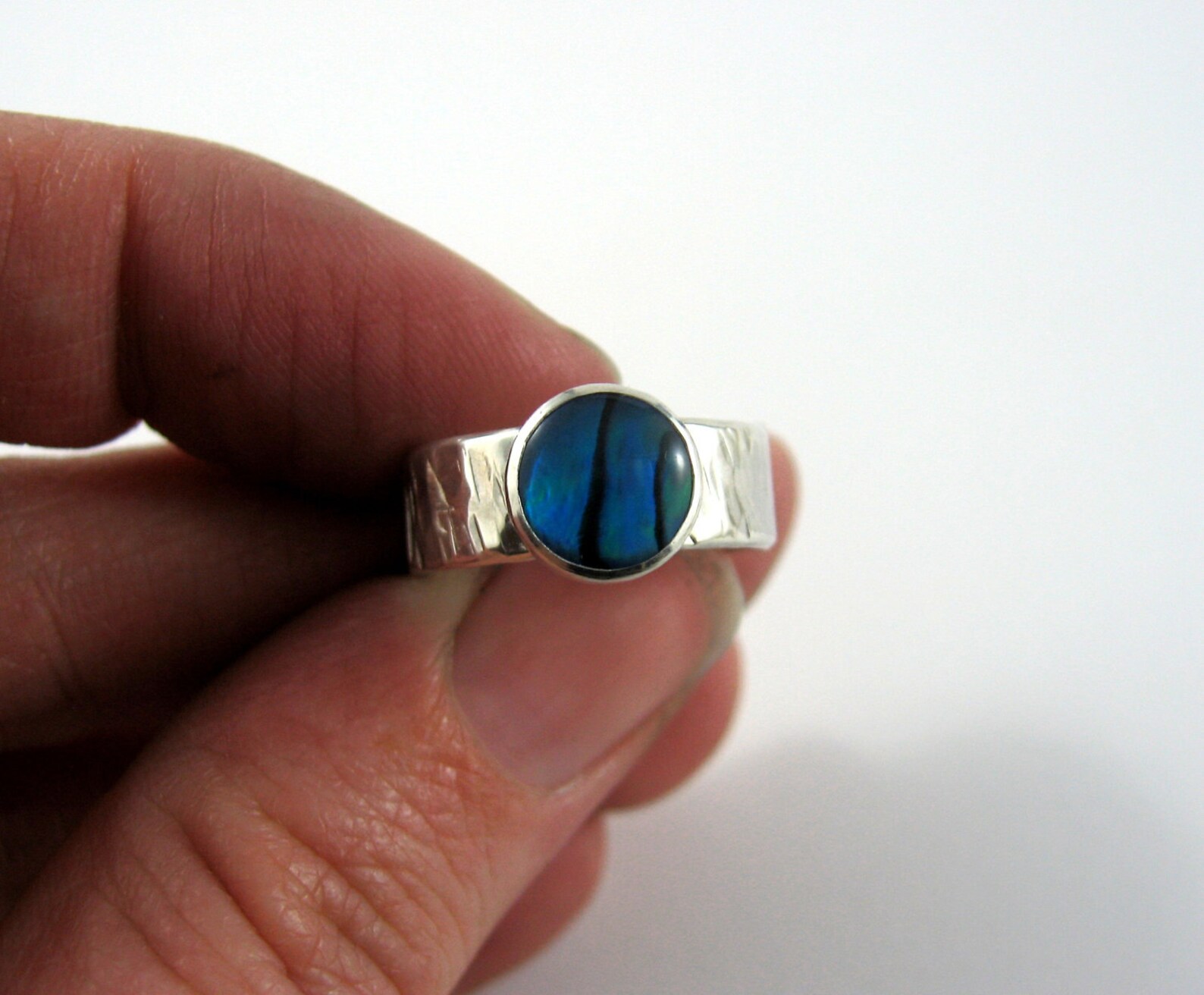 Textured Paua Ring in Sterling Silver for Stacking or Solo Wear - Etsy