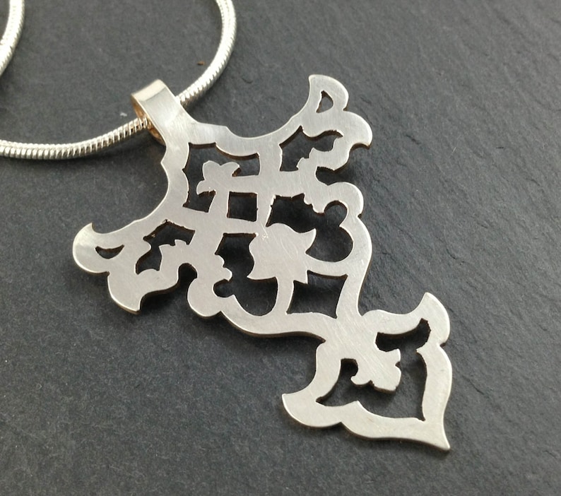 Sterling Silver Persian Floral Pendant Arabesque Necklace - Etsy