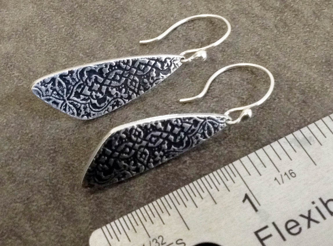 Handmade Arabesque Patterned Sterling Silver Earrings Dangle - Etsy