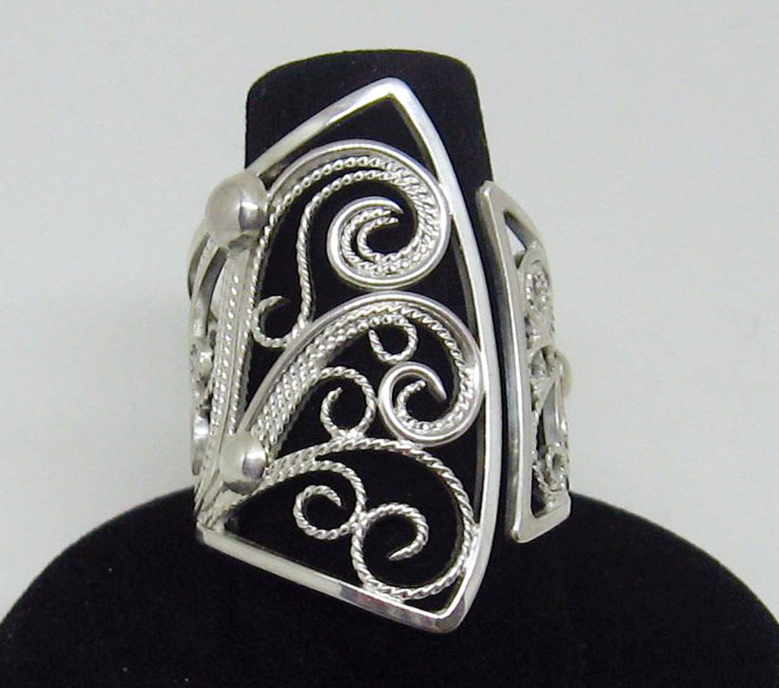 Exquisite Sterling Silver Artisan Filigree Cocktail Ring Size - Etsy