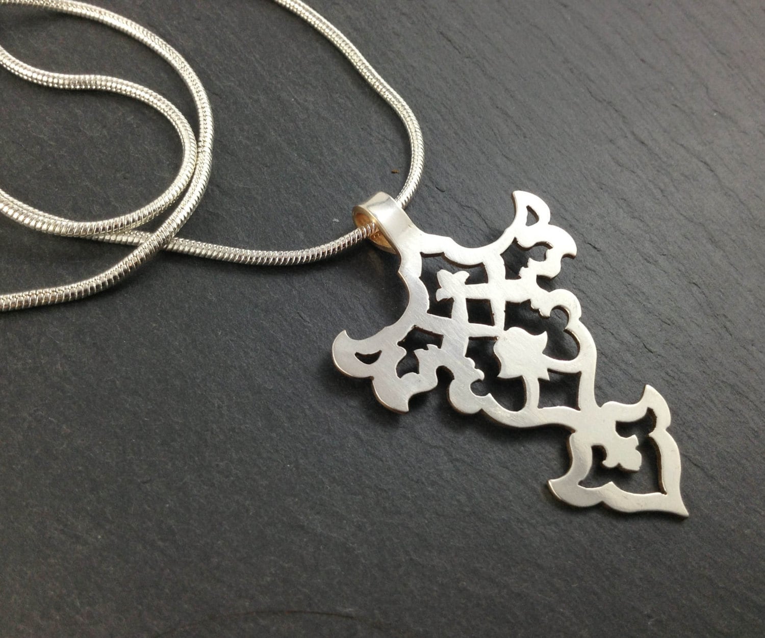 Sterling Silver Persian Floral Pendant Arabesque Necklace - Etsy