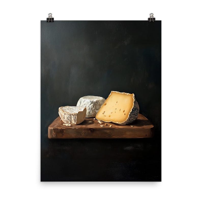 Cheese Wall Art Food Painting Still Life Artwork Rustic Kitchen Decor ...