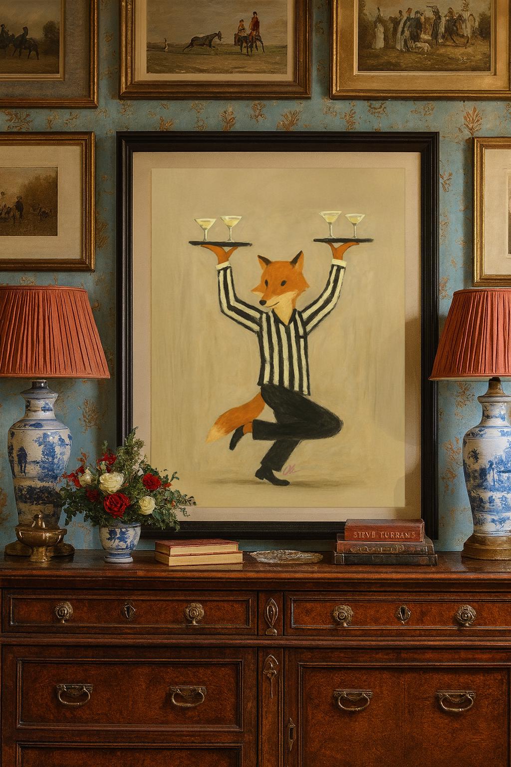 Fox Cocktail Waiter Art Print Retro Bar Wall Art Timeless Southern ...