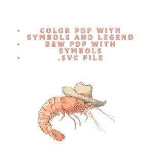 Shrimp Cowboy Cross Stitch Pattern Funny Western Prawn PDF Modern ...