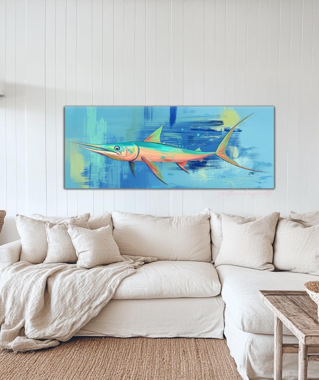 Swordfish Deep Sea Fish Canvas Art Print | Vibrant Ocean Wall Decor ...