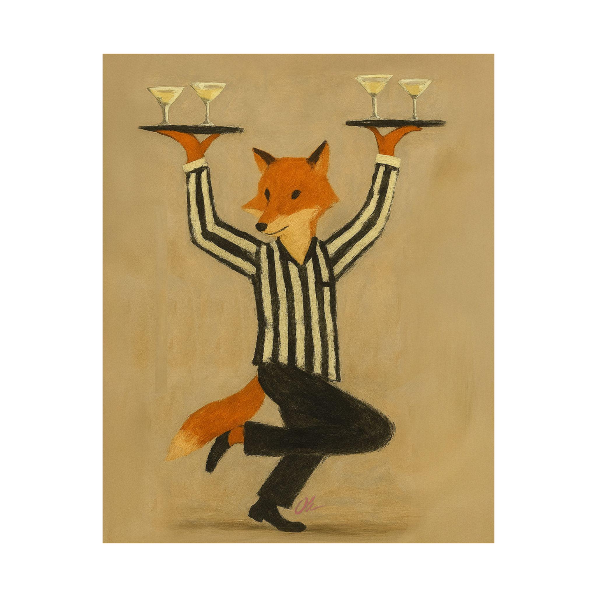 Fox Cocktail Waiter Art Print Retro Bar Wall Art Timeless Southern ...