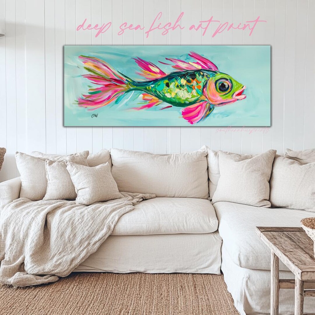 Rainbow Fish Deep Sea Fish Canvas Art Print | Vibrant Ocean Wall Decor ...