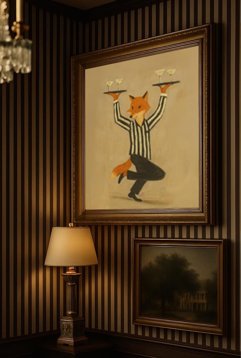 Fox Cocktail Waiter Art Print Retro Bar Wall Art Timeless Southern ...