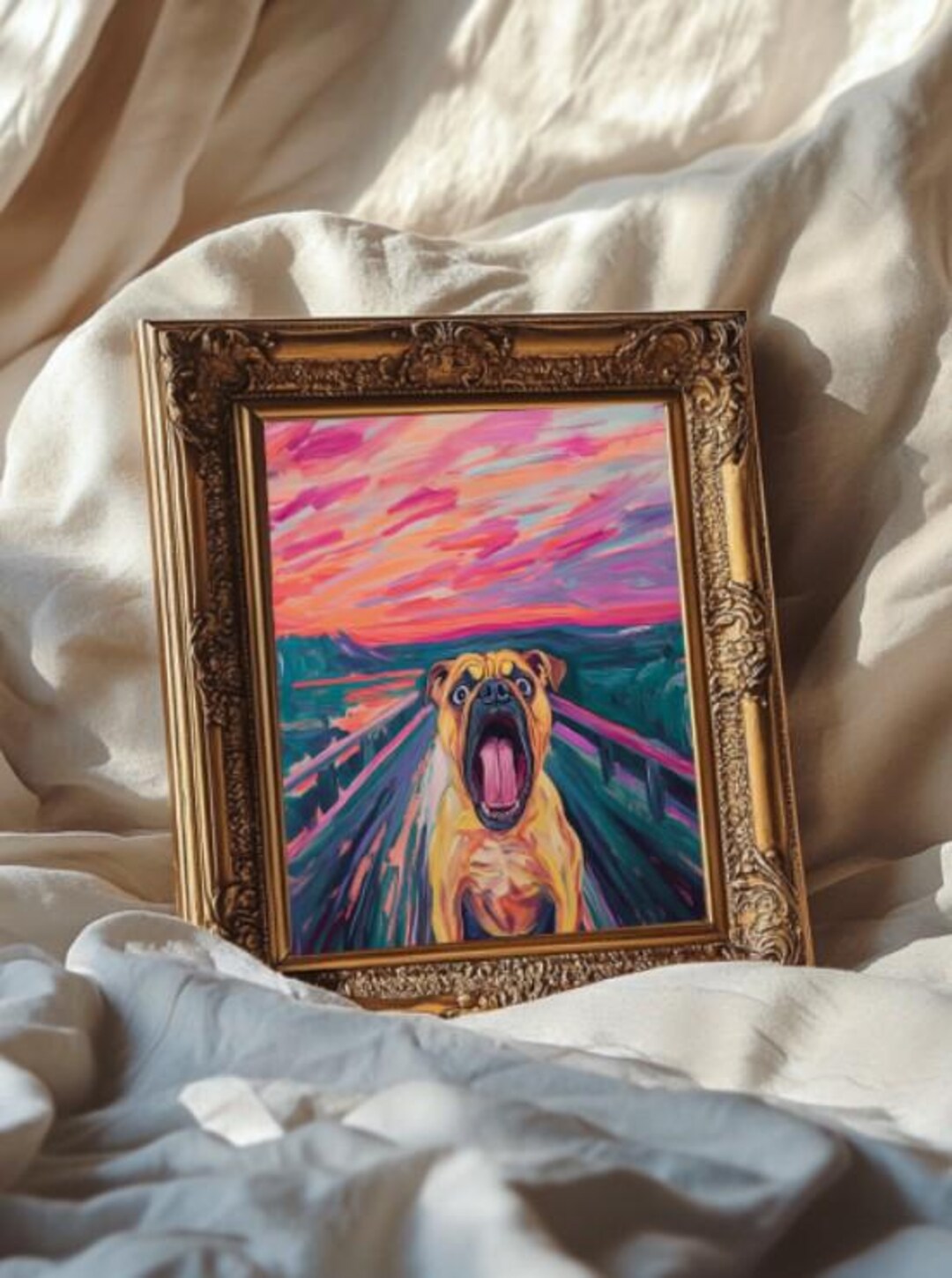 The Howl | Edvard Munch's "the Scream" Adaptation | Unique Pug Dog Oil ...