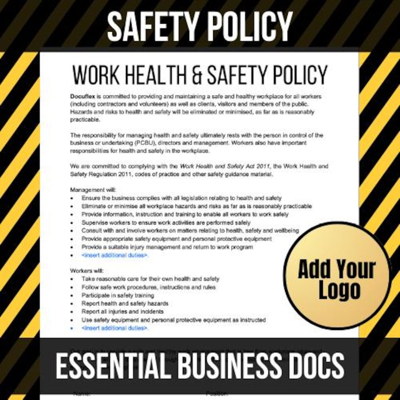 Work Health and Safety Policy Template | Workplace Compliance & Safety ...