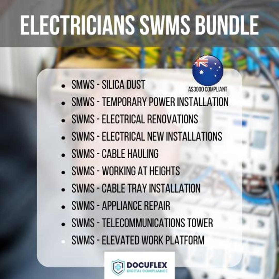 Electrician SWMS Bundle | 10 Safe Work Method Statements | WHS Compliance | Editable Safety ...