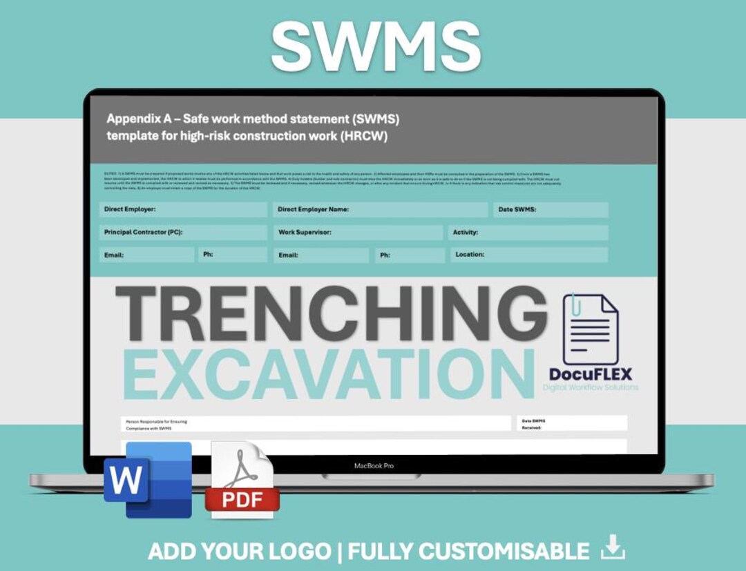 Swms/risk Assessment Excavation/work Near Shaft, Trench or Tunnel - Etsy
