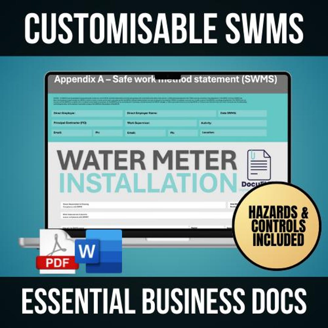 Plumbing Water Meter SWMS | Safe Work Method Statement | WHS Compliance ...