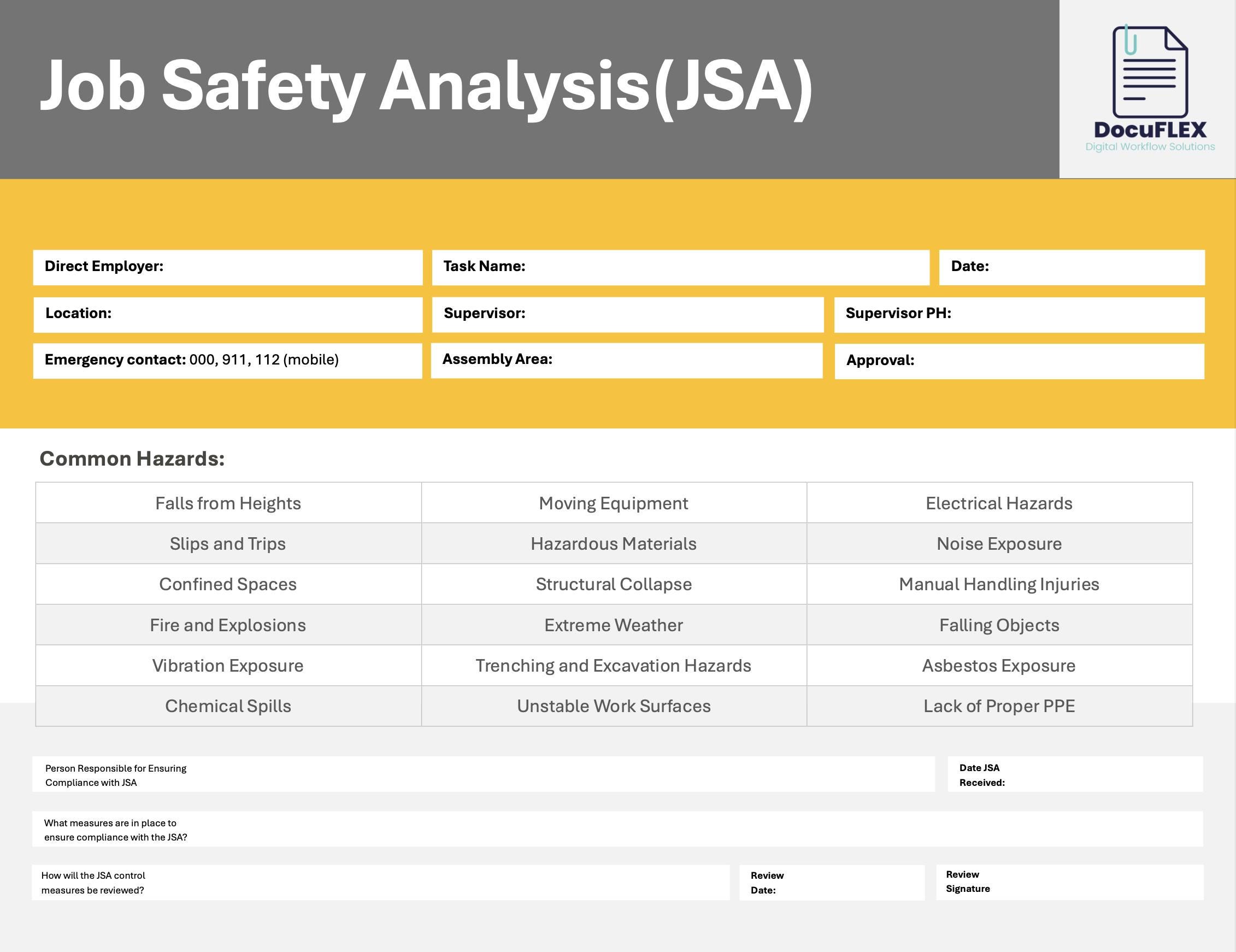 Job Safety Analysis JSA Template Fully Customisable 2025. Risk Assessment. Risk Management - Etsy