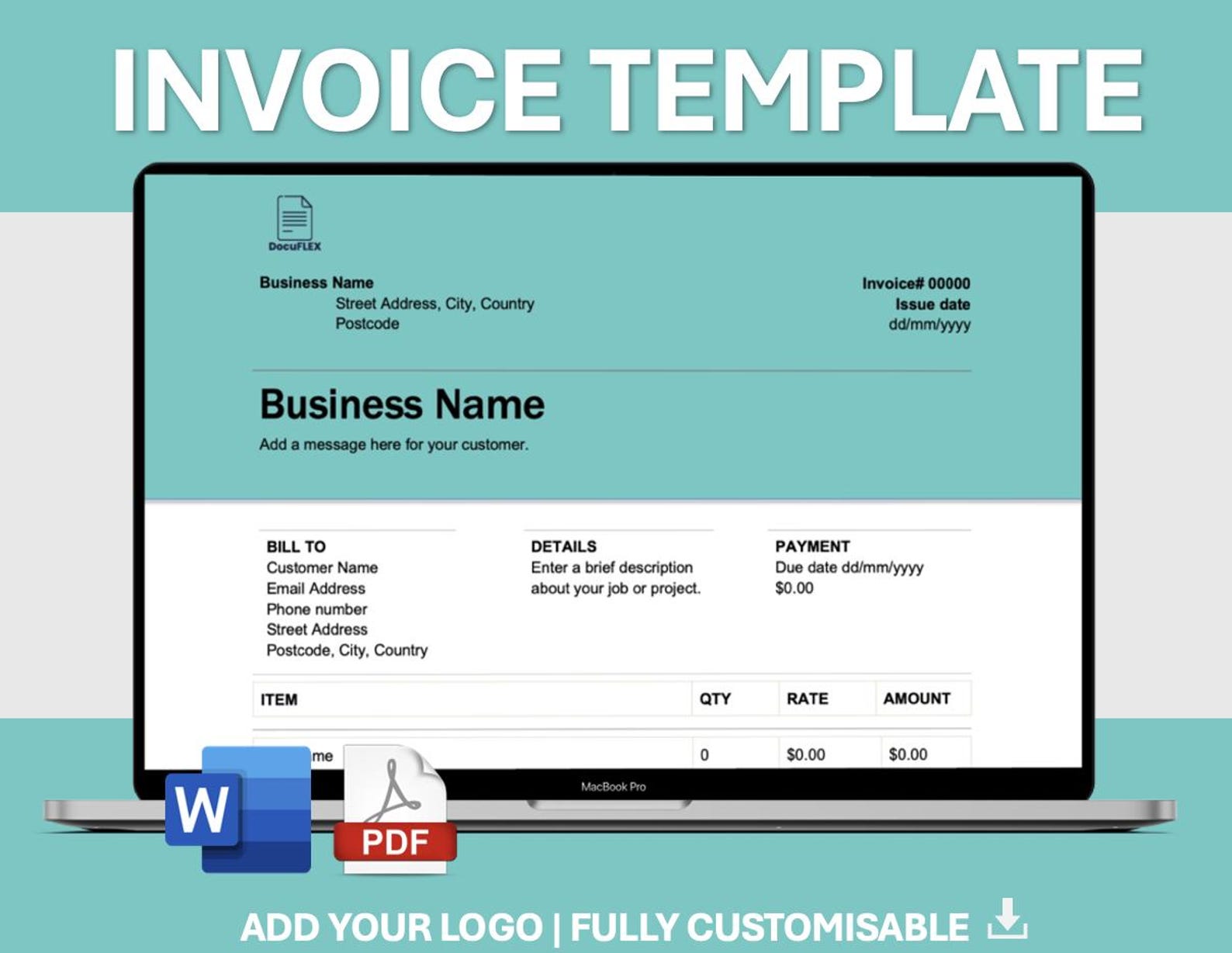 Invoice Form Editable Template Small Business Safety Documents - Etsy