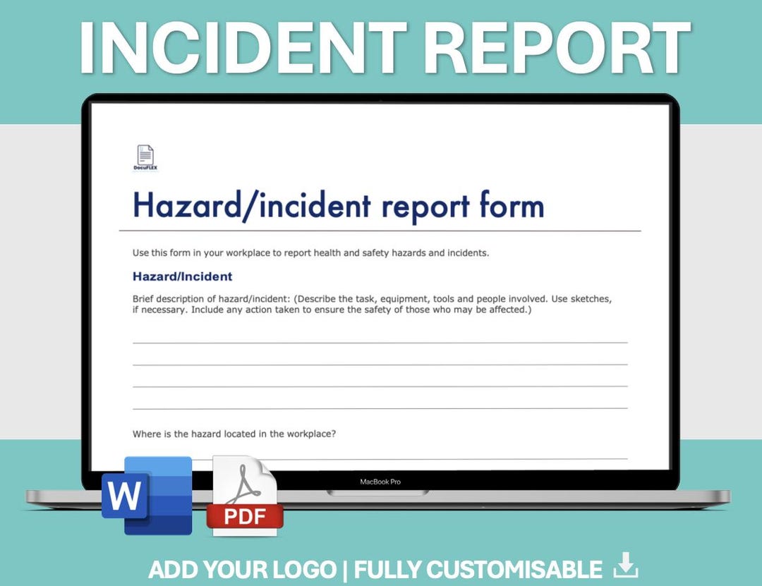 Incident/hazard Report Form Editable - Etsy