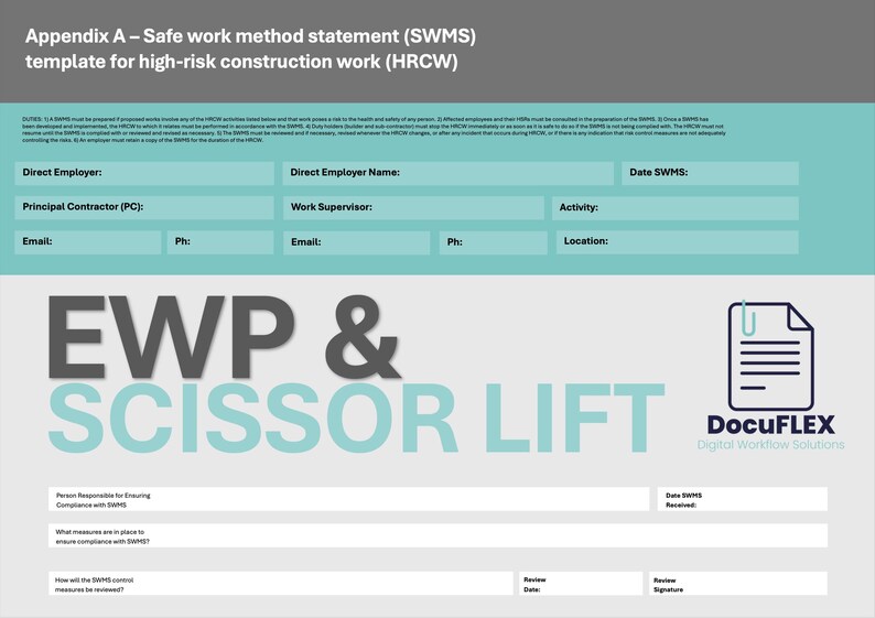 SWMS Elevated Work Platform | Safe Work Method Statement | WHS ...