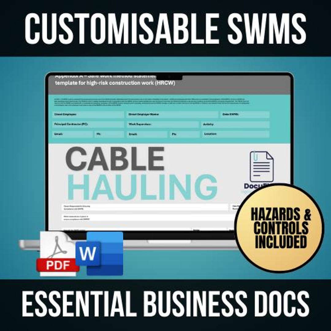 SWMS Cable Hauling | Safe Work Method Statement | WHS Compliance ...