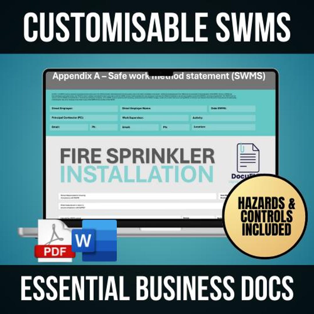 Fire Sprinkler System SWMS | Safe Work Method Statement | WHS ...