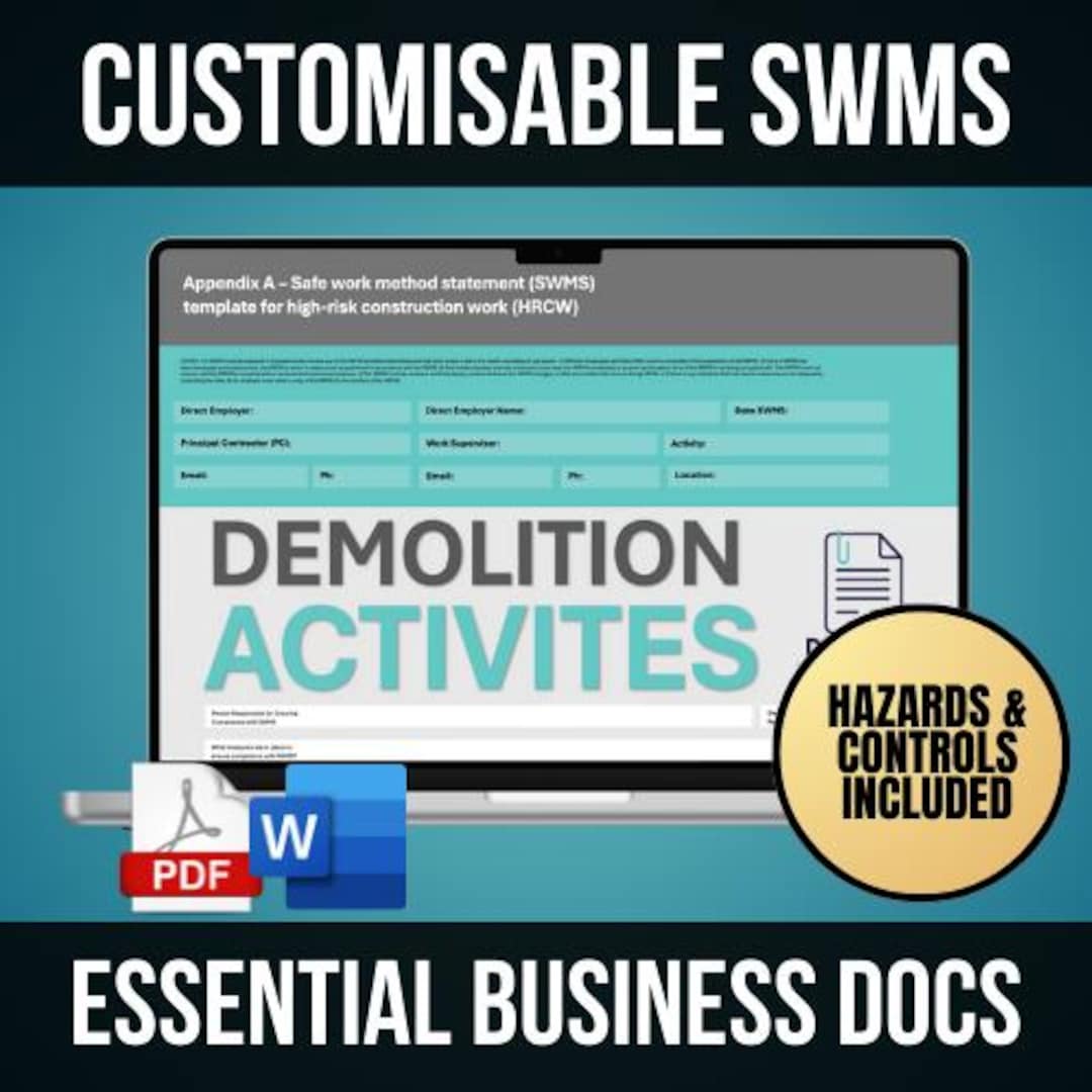 Swms/risk Assessment - Tailored for Demolition Activities on a Worksite ...