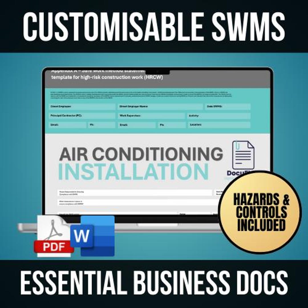 SWMS Air Conditioning Install | Safe Work Method Statement | WHS ...