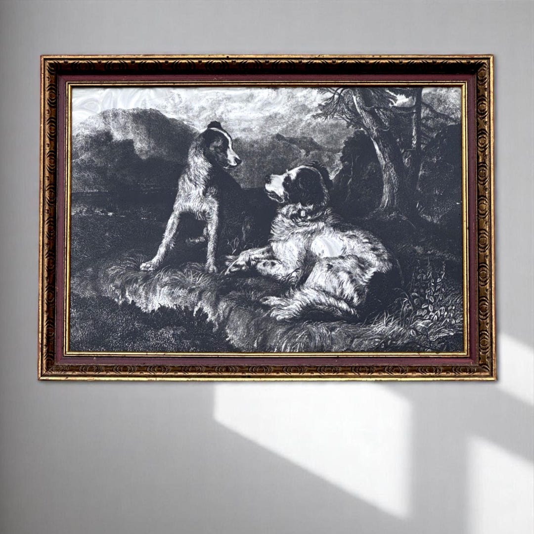 Vintage Foil Etching – "twa Dogs" After Sir Edwin Landseer | Framed ...