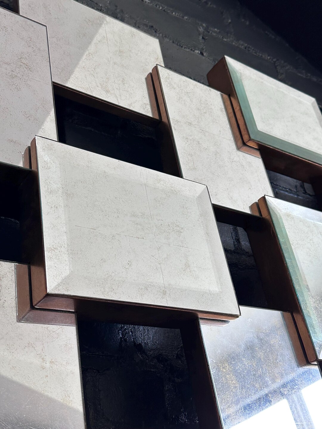 Geometric Brutalist Acid Wash Mirror Sculpture by John Richard - Etsy