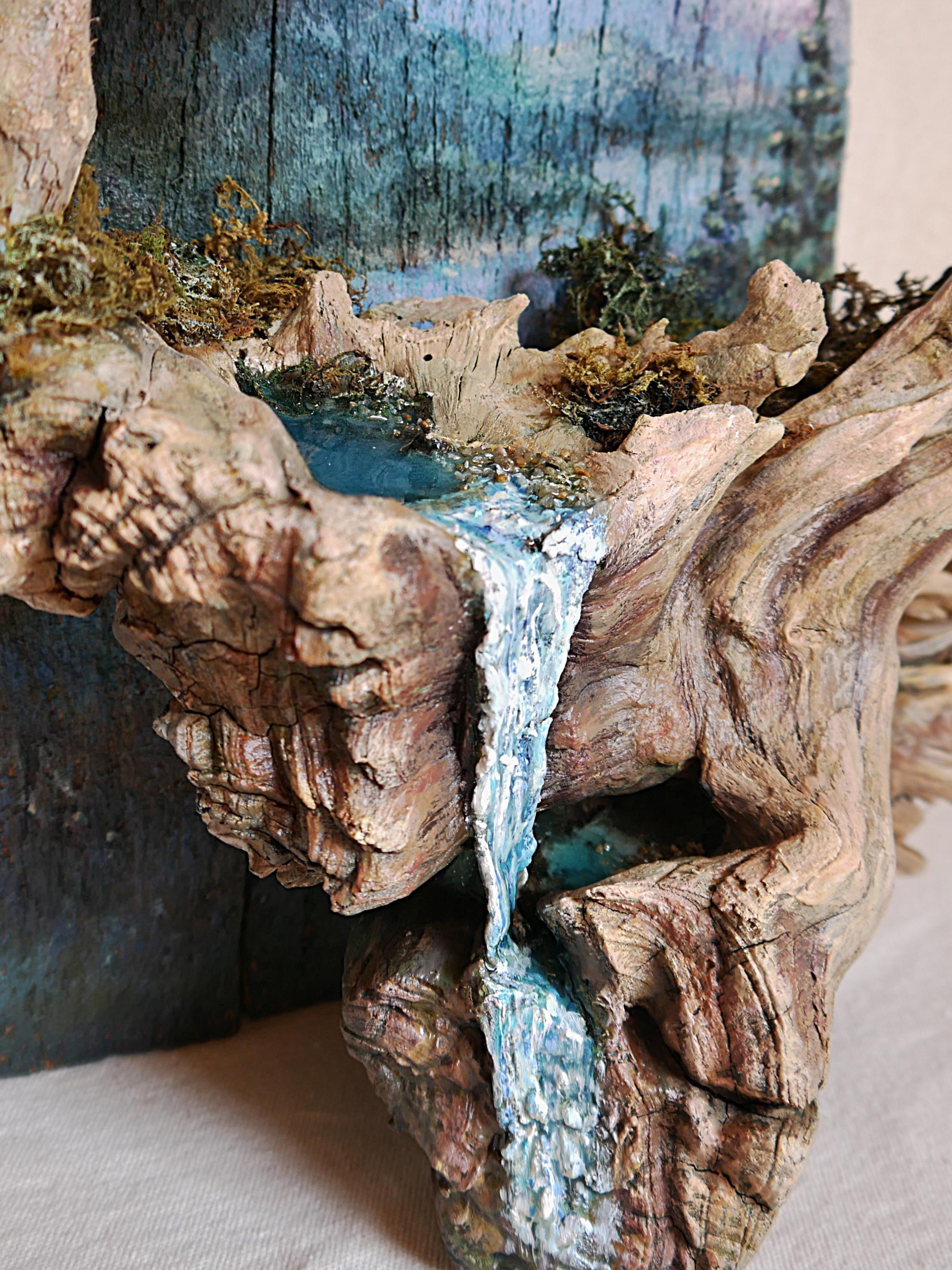 Driftwood Waterfall Sculpture, Coastal Nature-inspired Decor, Handmade ...