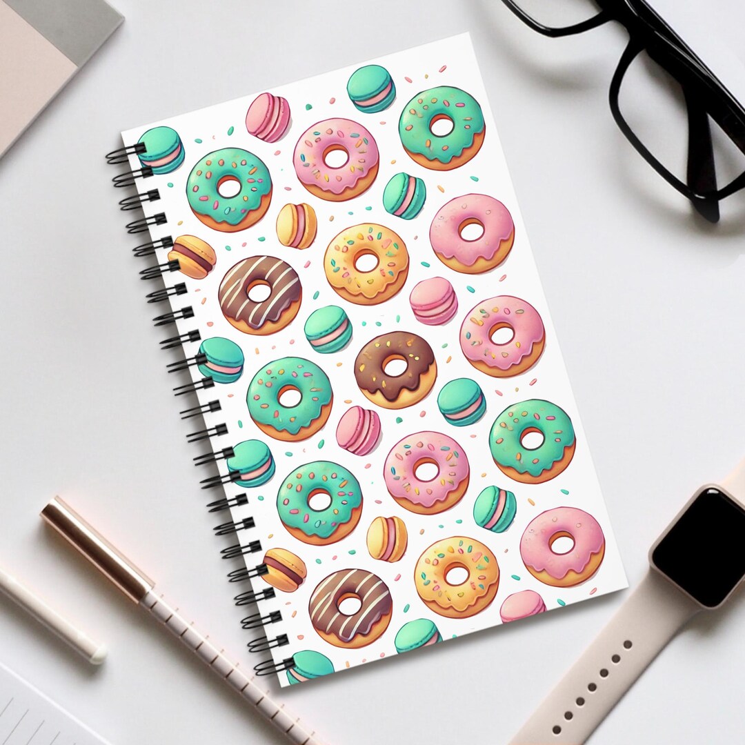 Cute Donut Spiral Notebook, Colorful Journal for Kids, Foodie Diary ...