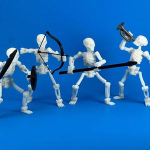 3D Printed Poseable Skeleton Action Figure With Weapons – Articulated ...