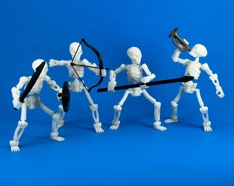 3D Printed Poseable Skeleton Action Figure With Weapons – Articulated ...
