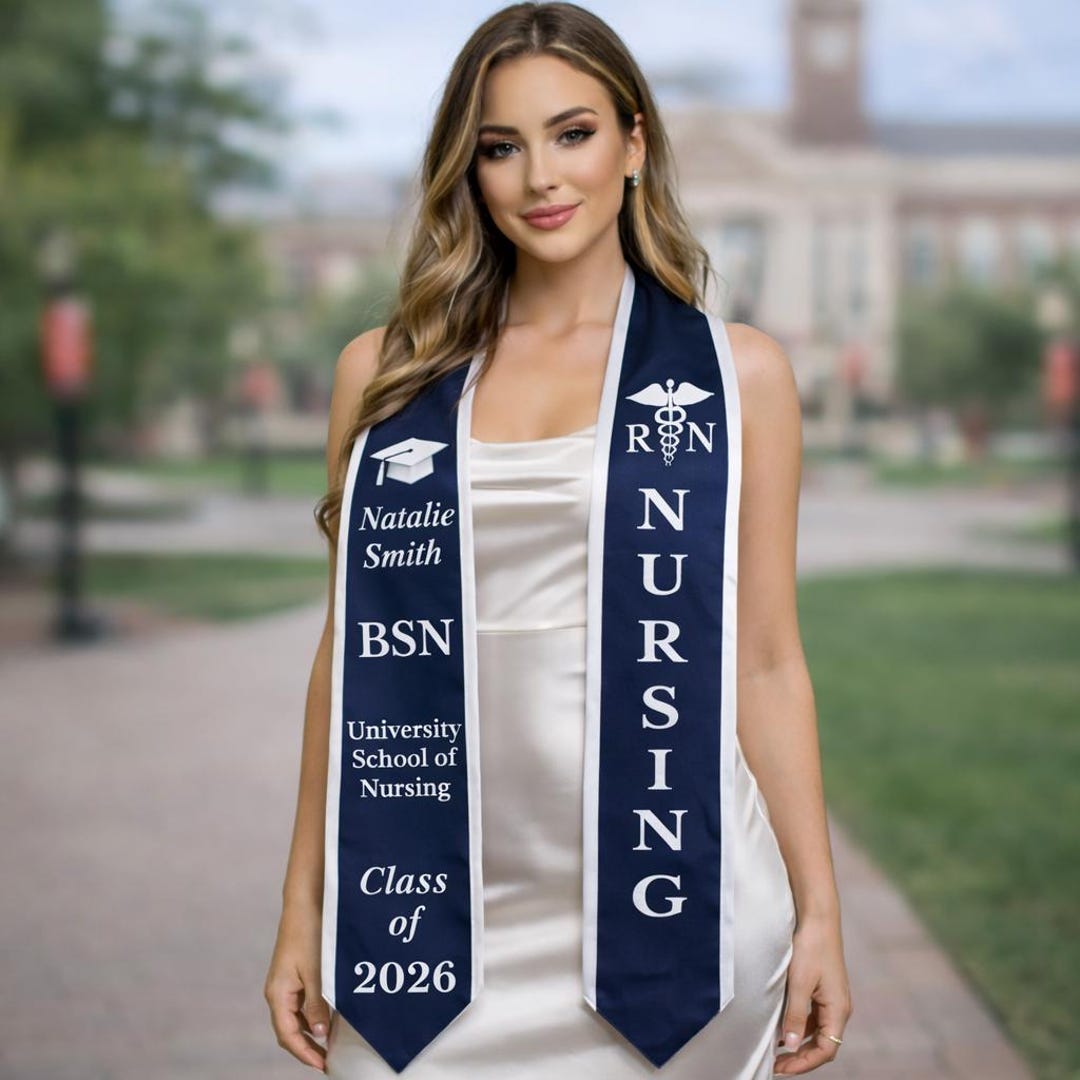 Custom Nursing Graduation Sash Class of 2026, RN Stole Personalized ...