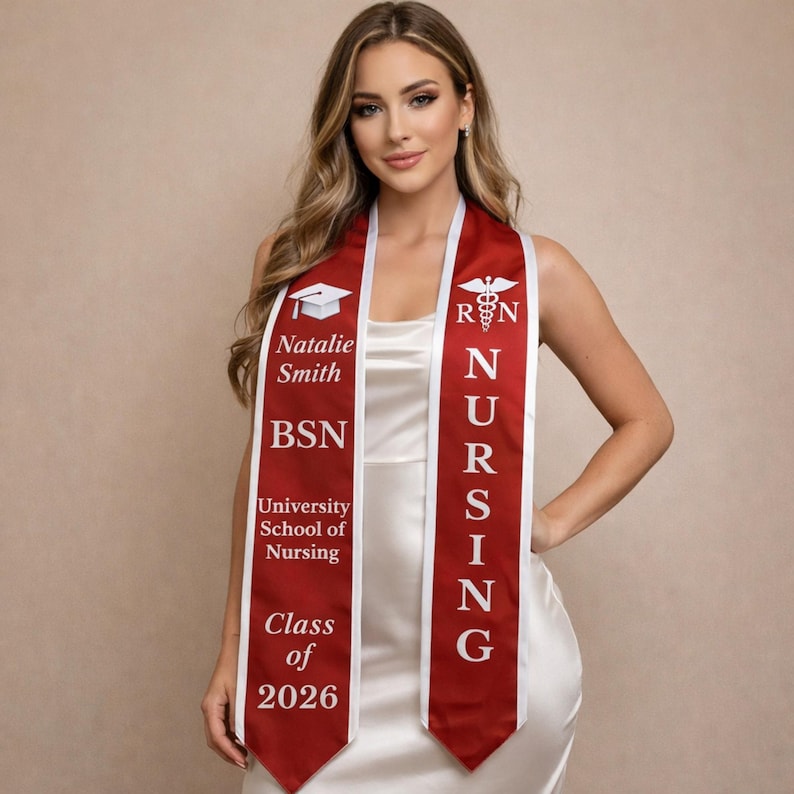 Custom Nursing Graduation Sash Class of 2026, RN Stole Personalized ...