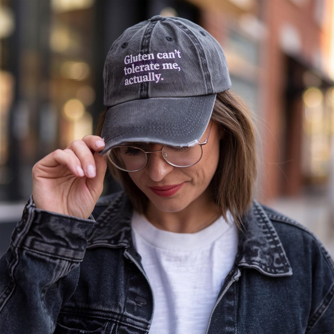 Embroidered Gluten Intolerance Hat, 90s Funny Cap, Celiac and Foodie ...