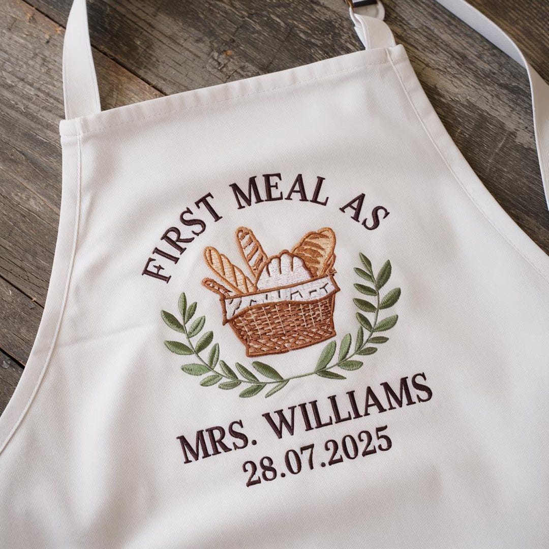 Embroidered Custom Wedding Apron, Personalized Bridal Bib, Bride Grooms ...