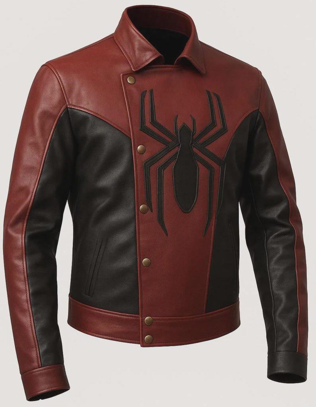 Spiderman Leather Jacket | Spiderman Red and Black Genuine Leather ...