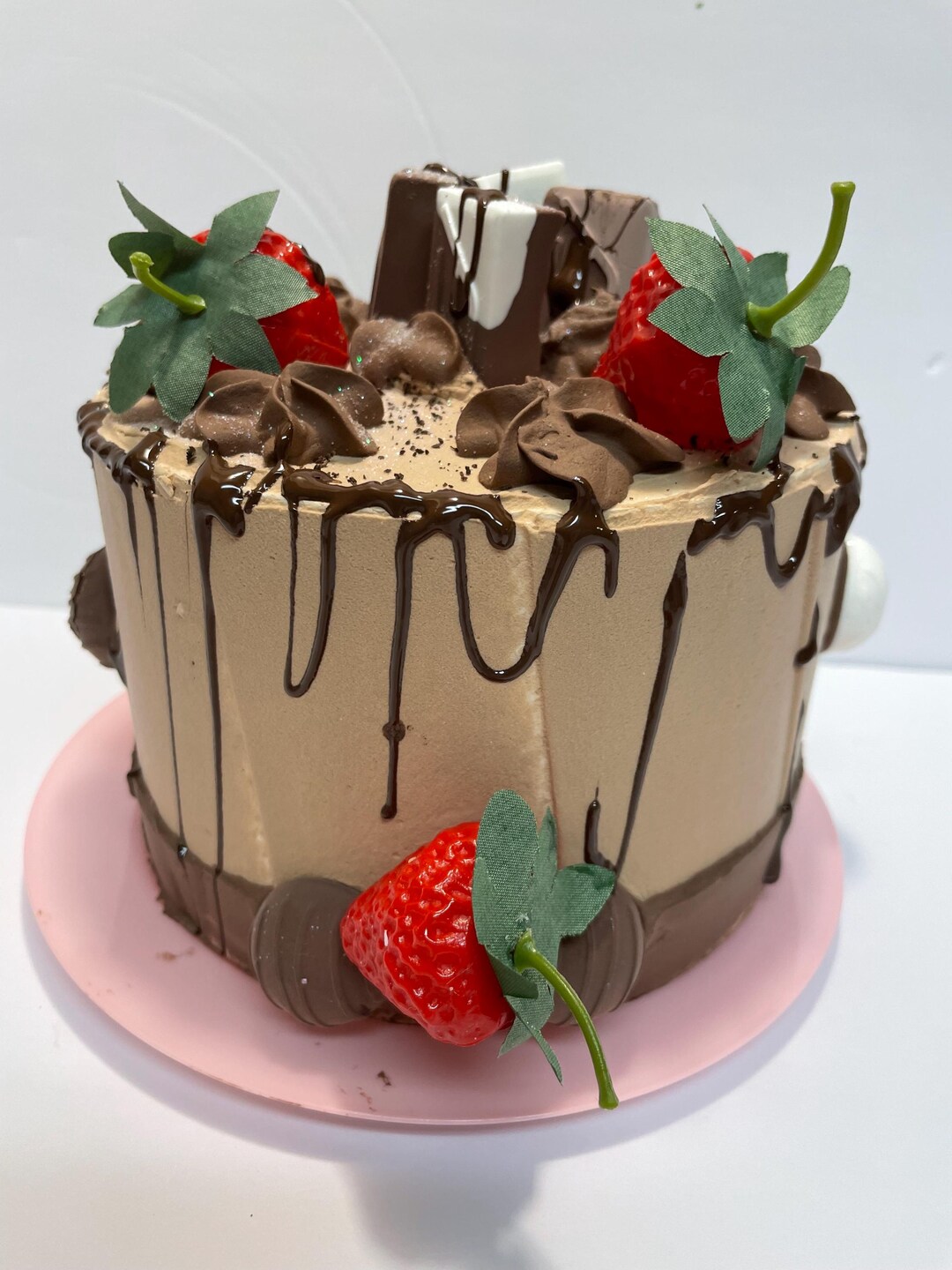 Fake Baked Chocolate Cake With Strawberries - Etsy