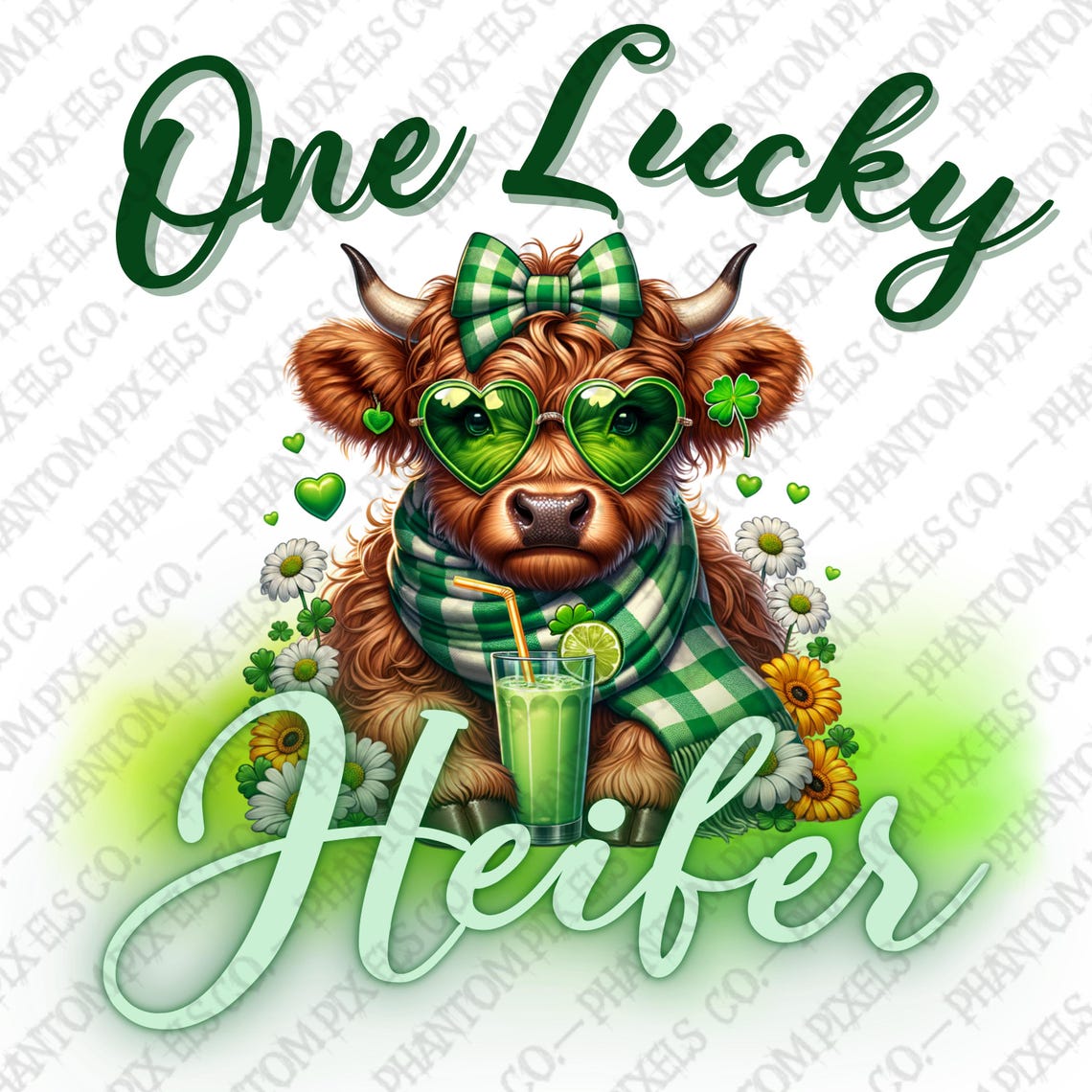 One Lucky Heifer PNG, St. Patrick’s Day Cow Sublimation Design ...