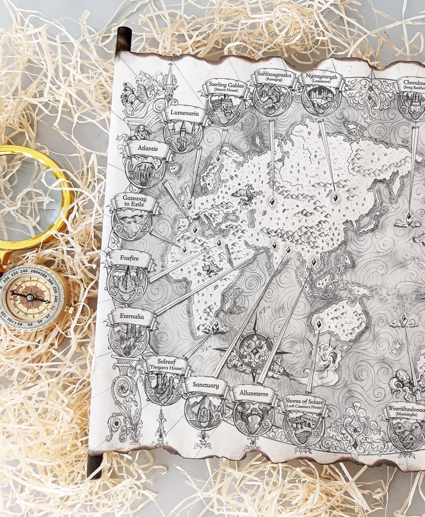 Keeper of the Lost Cities Map on Handmade Scroll: Fantasy Book Lover ...