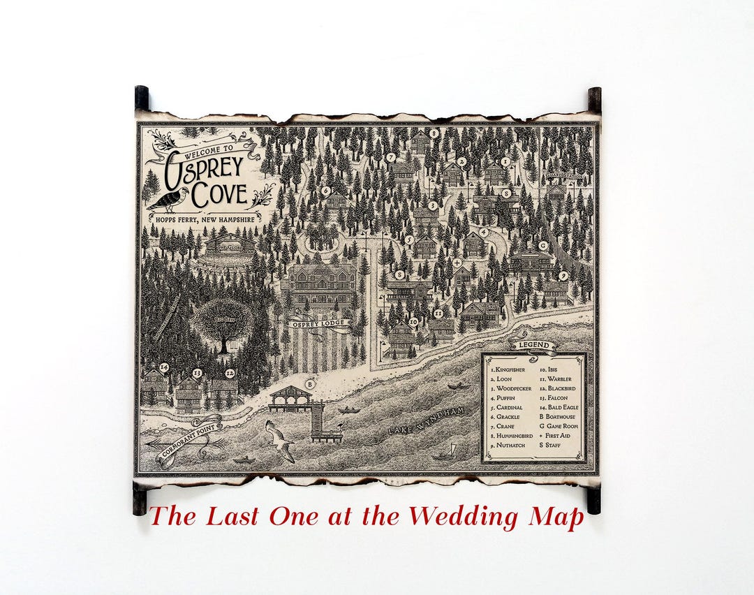 The Last One at the Wedding Book Map on Handmade Scroll: Osprey Cove ...