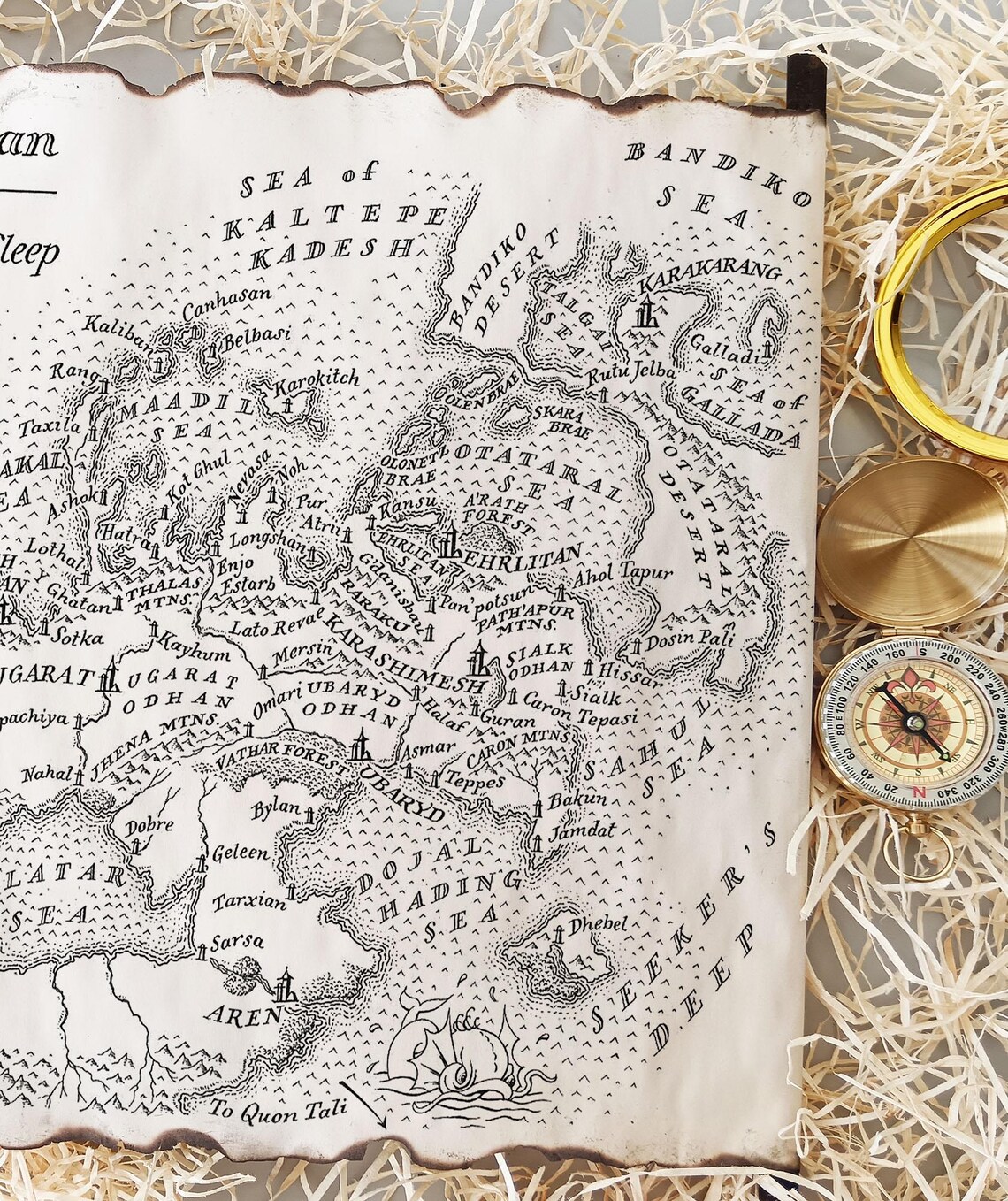 Seven Cities Map - Handmade Scroll - FREE SHIPPING, Malazan Empire Map ...