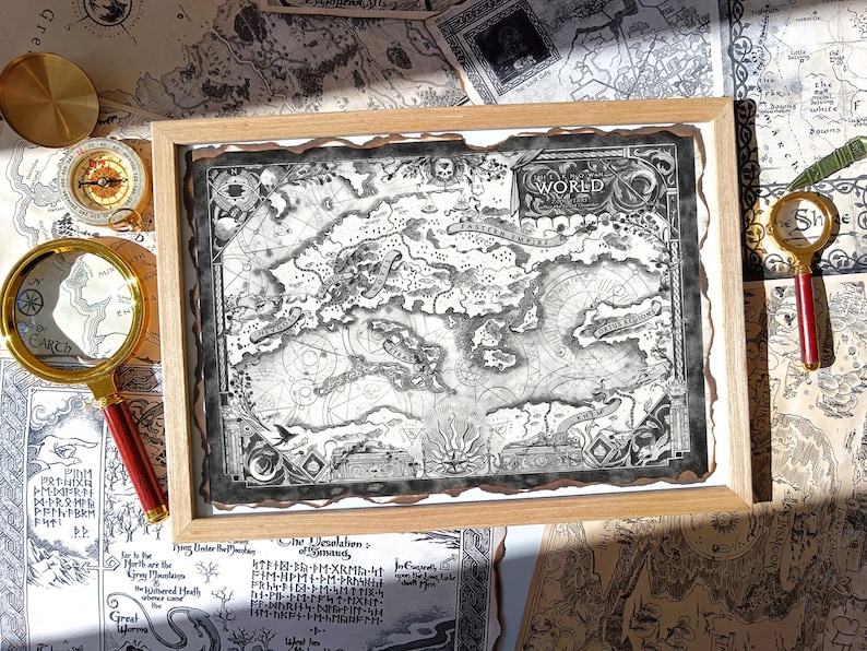 Alchemised World Map Scroll: Handmade Fantasy Art, Bookish Gift - Etsy